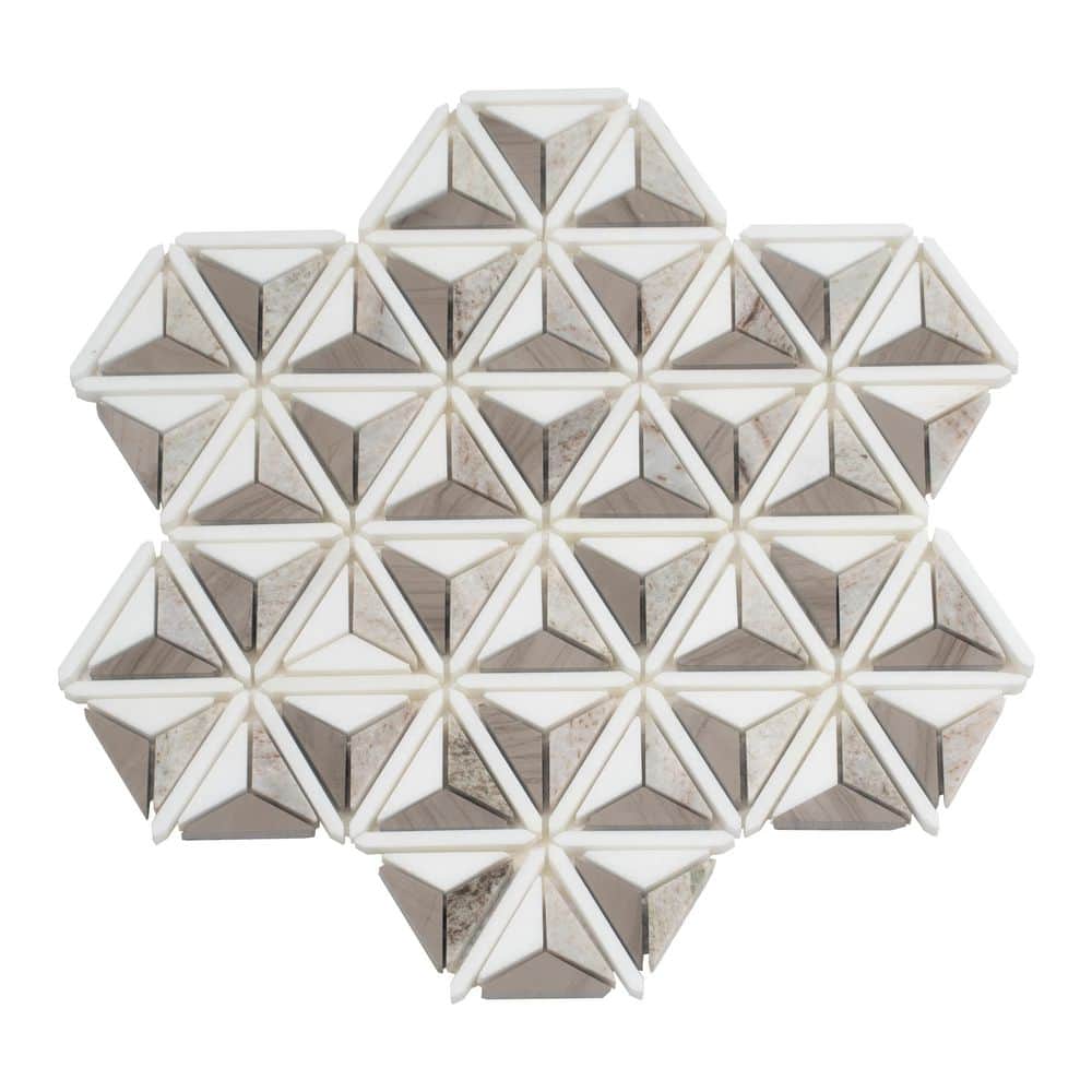 Apollo Tile Mirage 12 in. x 12 in. Polished Warm Beige White Marble 3D ...