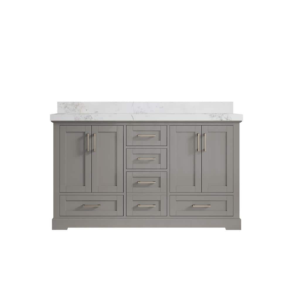 Willow Collections Boston 60 in. W x 22 in. D x 36 in. H Double Sink ...