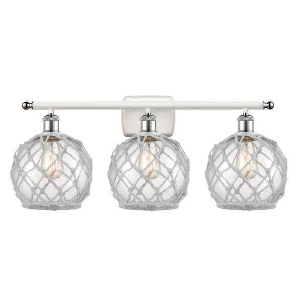 Innovations Farmhouse Rope 26 in. 3-Light Clear Glass with White Rope ...