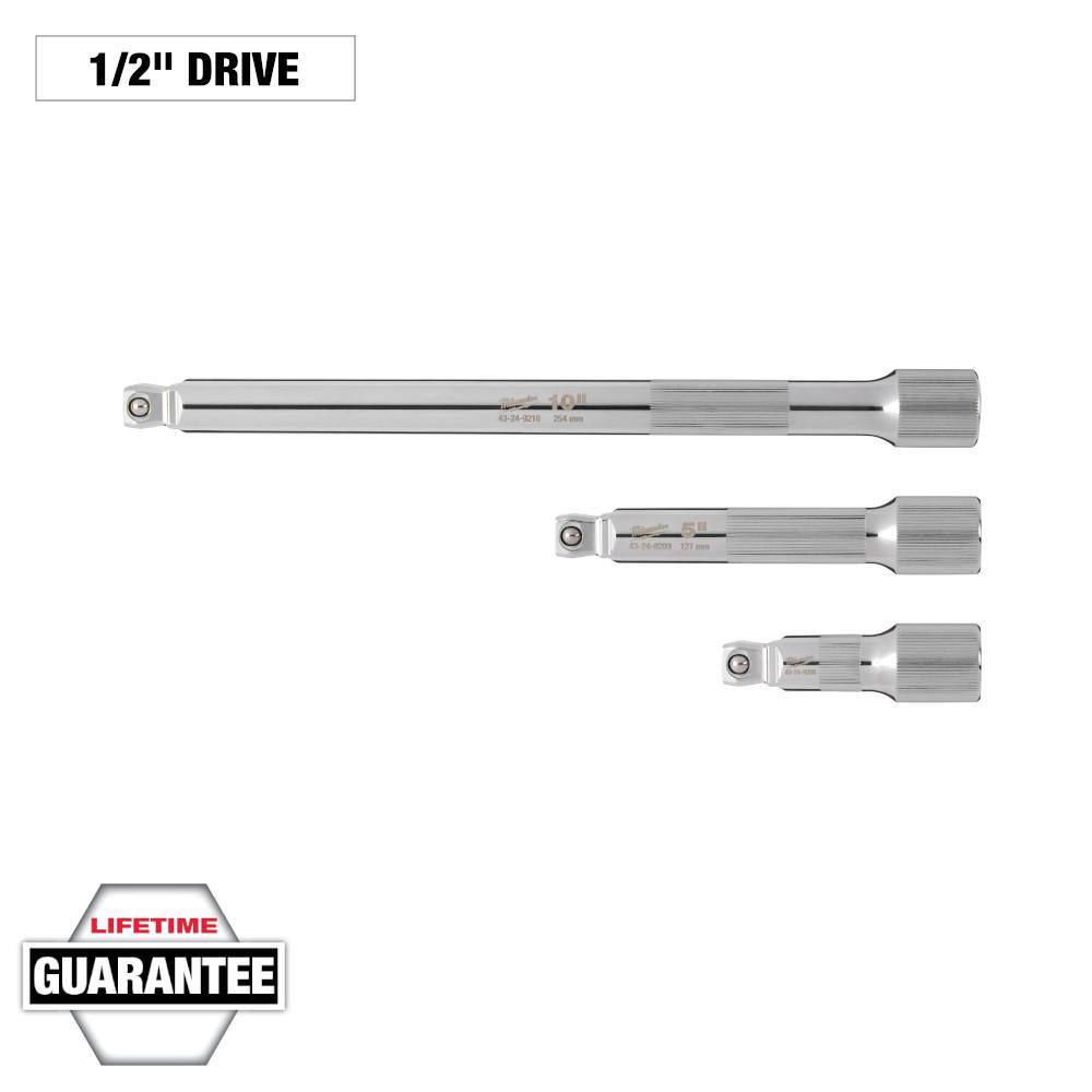 Milwaukee 1/2 in. Drive Wobble Extension Set (3-Piece) 48-22-9352 - The ...
