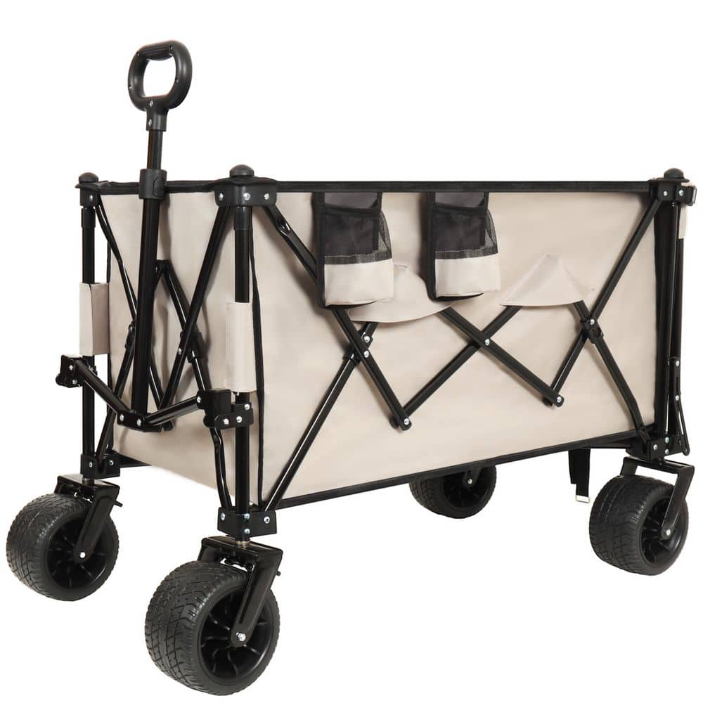 Tenleaf 7 cu. ft. Steel Heavy Duty Foldable Wagon Garden Cart Powered ...