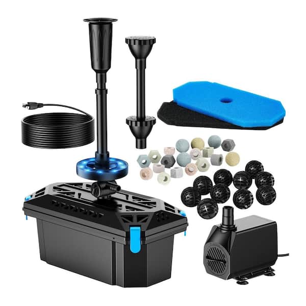 Oyezvary 40W Pond Filter Box with 660GPH Pump and Auto-Cycle RGB LED ...