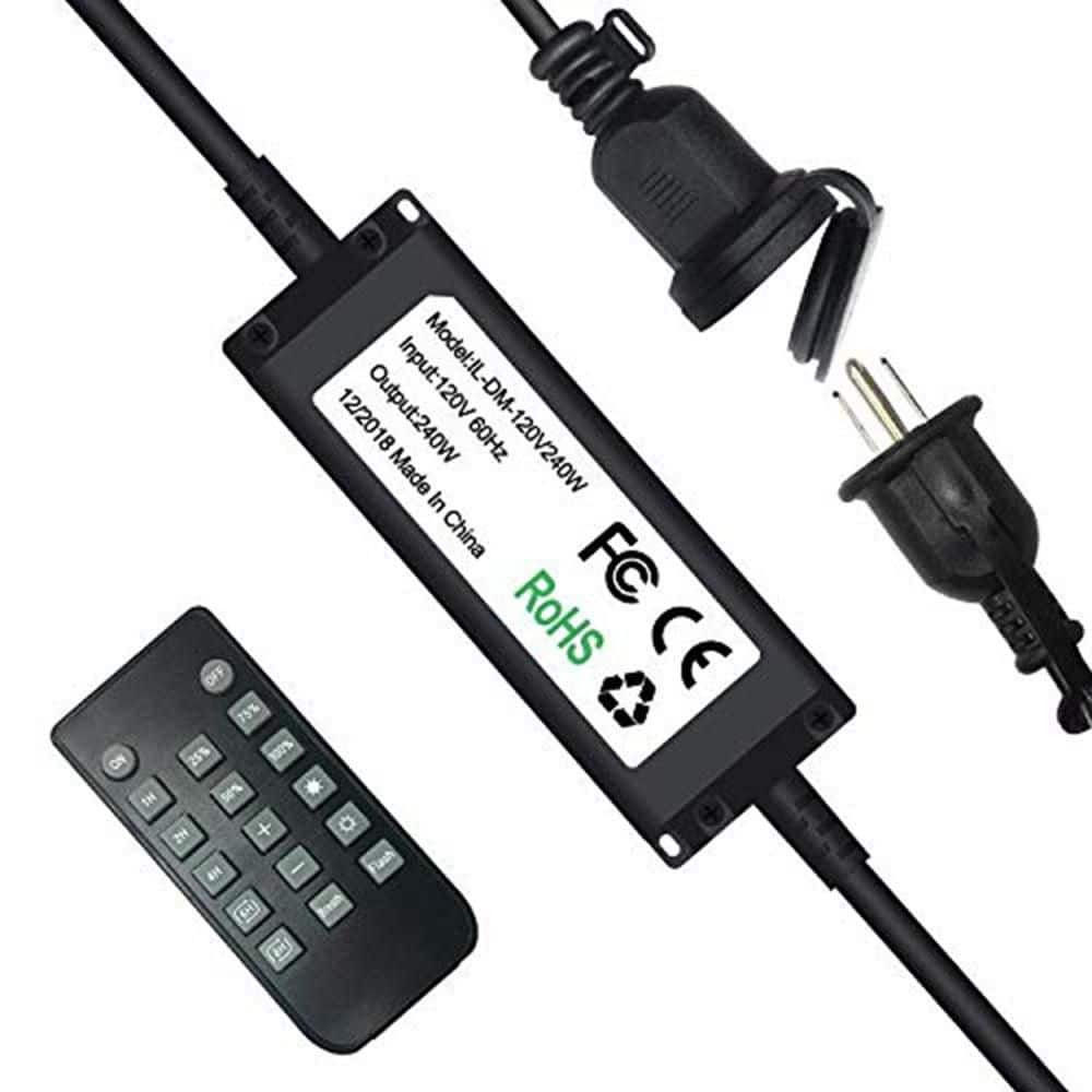 Vrbgify Waterproof Outdoor Black 240W Plug-in Dimmer Switch for LED ...