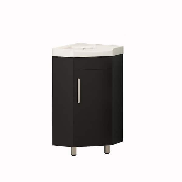Findepot 17 in. Freestanding Black Corner Bath Vanity with Triangular ...