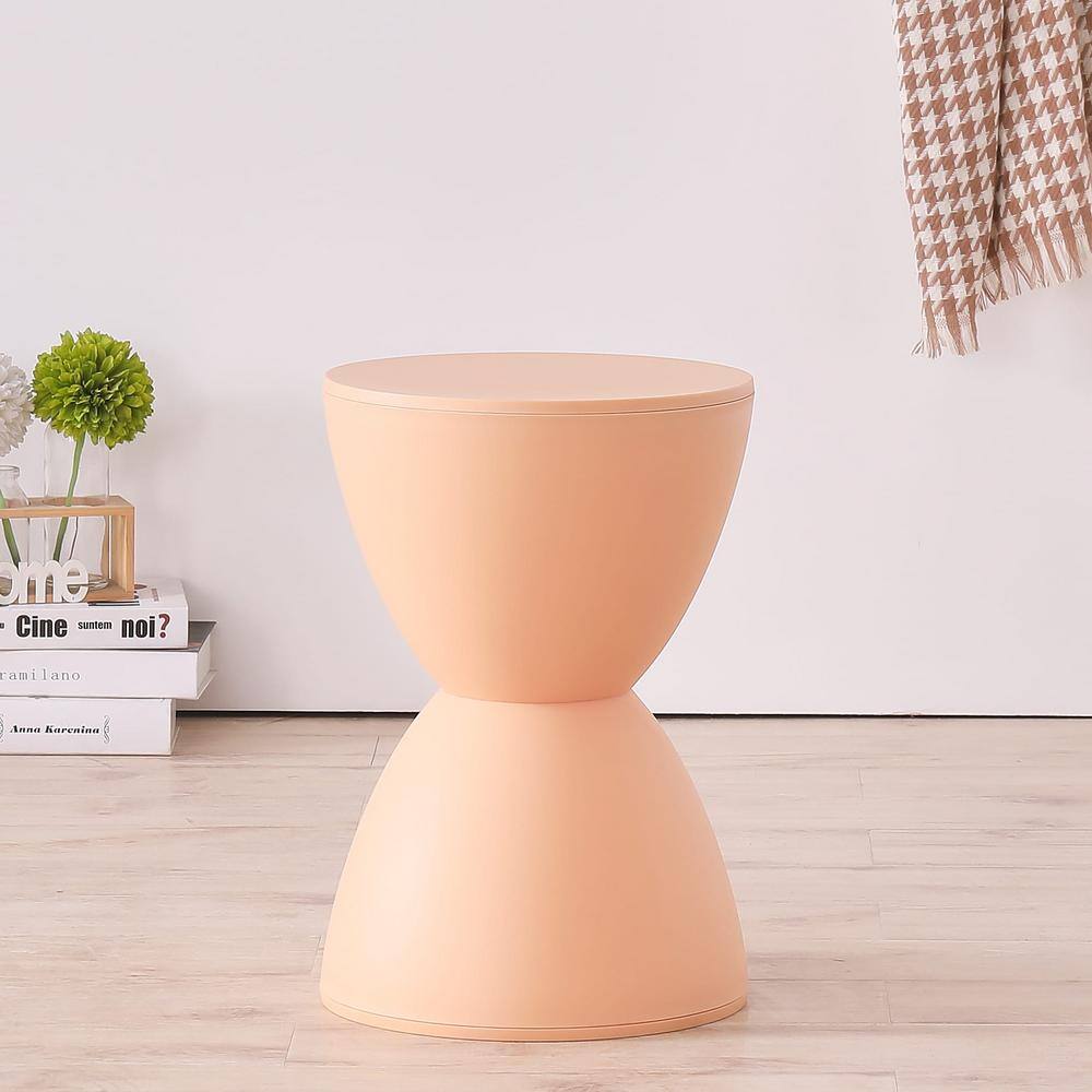 Zeus & Ruta 11 in. Dia x 17 in. Height Baby Pink Plastic Outdoor Side ...