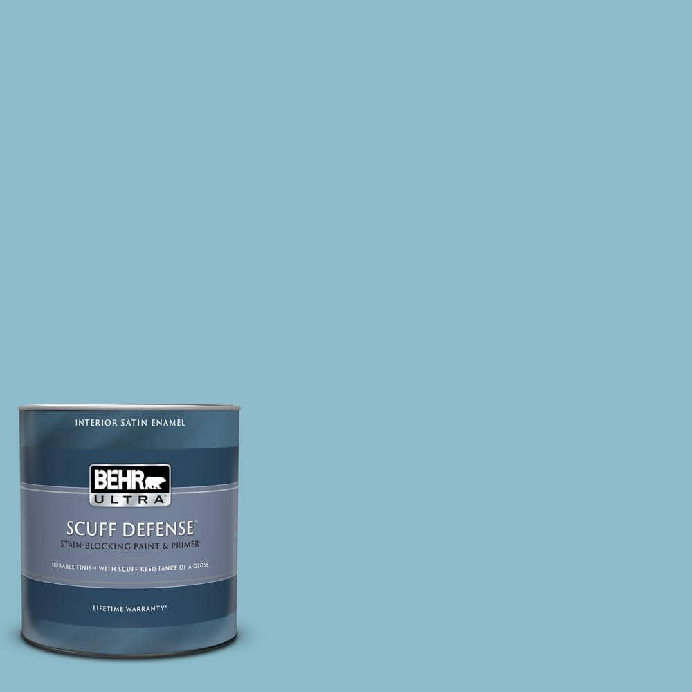 BEHR ULTRA 1 qt. #S460-3 Blue Echo Extra Durable Satin Enamel Interior ...