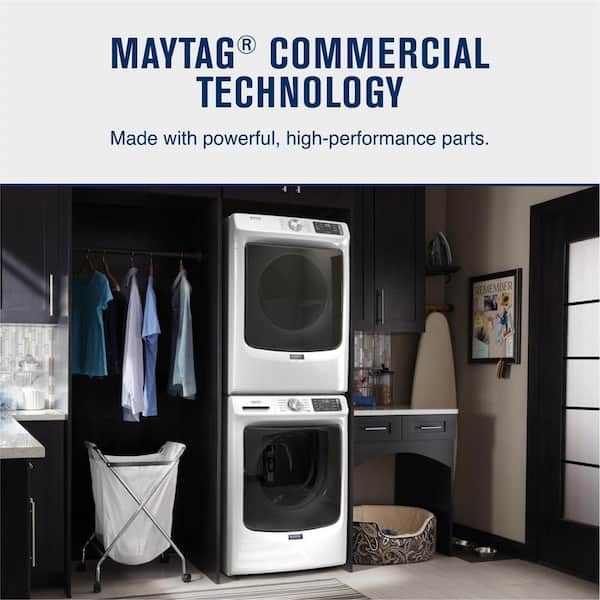 Maytag 7.3 cu. ft. 240-Volt White Stackable Electric Vented Dryer with ...
