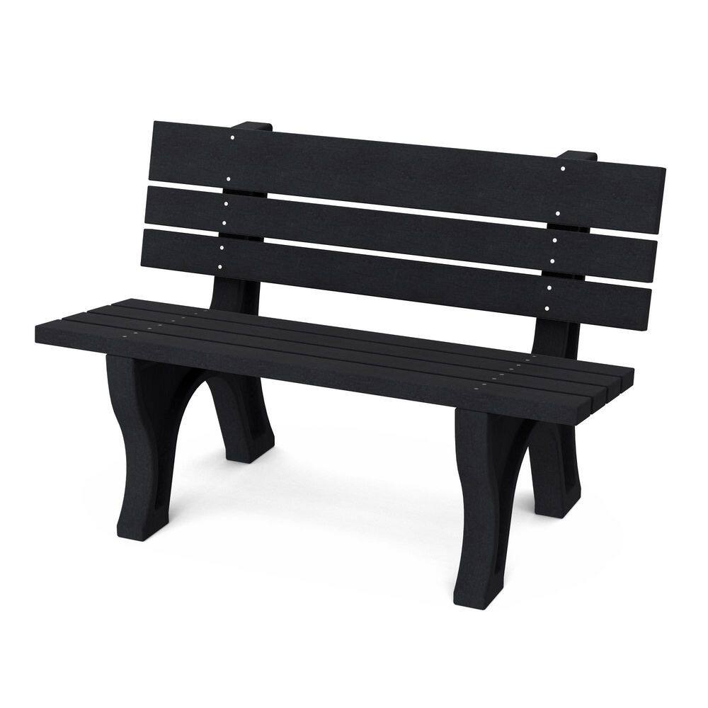 Wildridge Heritage 4 ft. Black HDPE Plastic Outdoor Park Bench LCC-125 ...