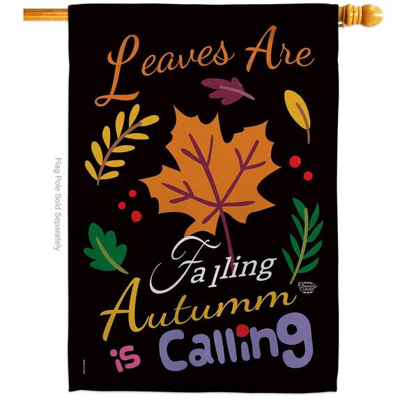 Ornament Collection 28 in. x 40 in. Leaves Are Falling Fall House Flag ...