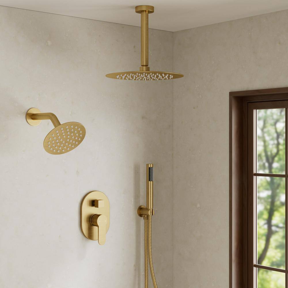 YAWWALK 3-Spray 10 and 6 in. Dual Shower Heads Ceiling Mount and ...