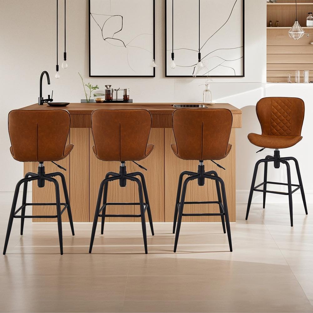 VECELO 28.5 in. Swivel Bar Stools, Hight Adjustable Metal Counter ...