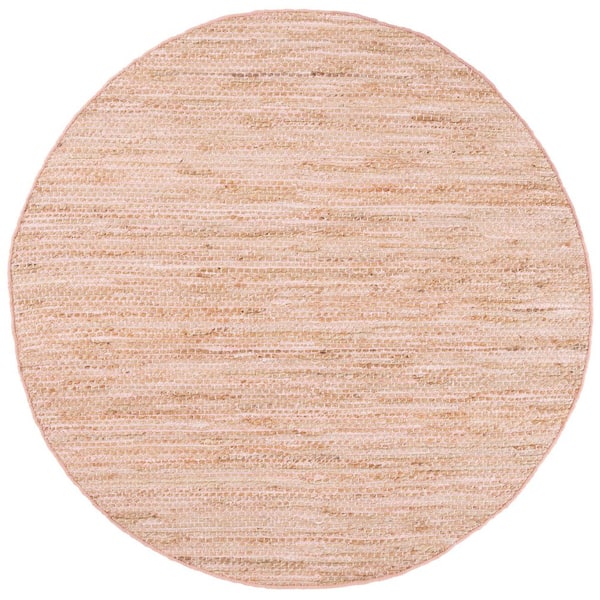 SAFAVIEH Cape Cod 6 ft. x 6 ft. Pink/Natural Abstract Distressed Round ...