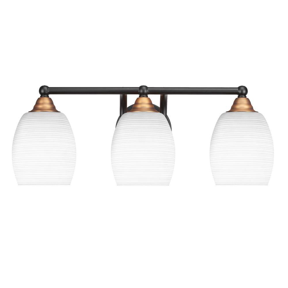 Madison 7 in. 3-Light Bath Bar, Matte Black and Brass, White Matrix ...
