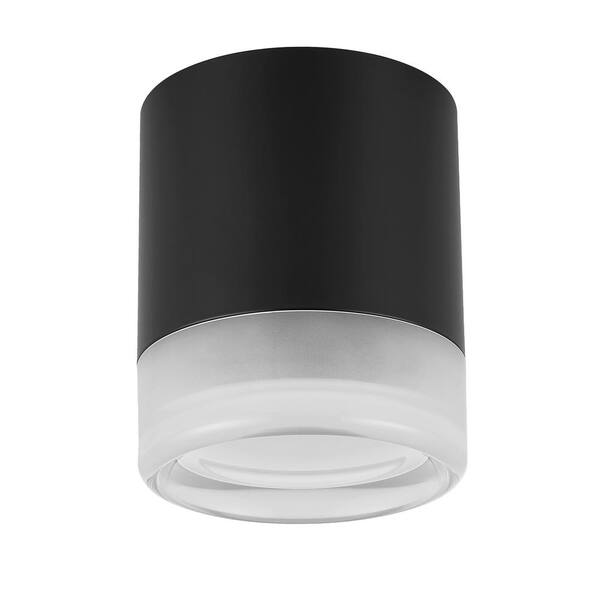 Dainolite Lucia 5.5 in. 75-Watt Modern Matte Black Integrated LED Flush ...