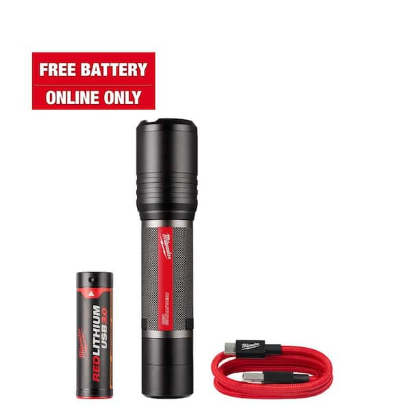 Milwaukee 2,000 Lumens REDLITHIUM USB Slide Focus Flashlight 2162-21 - The Home Depot