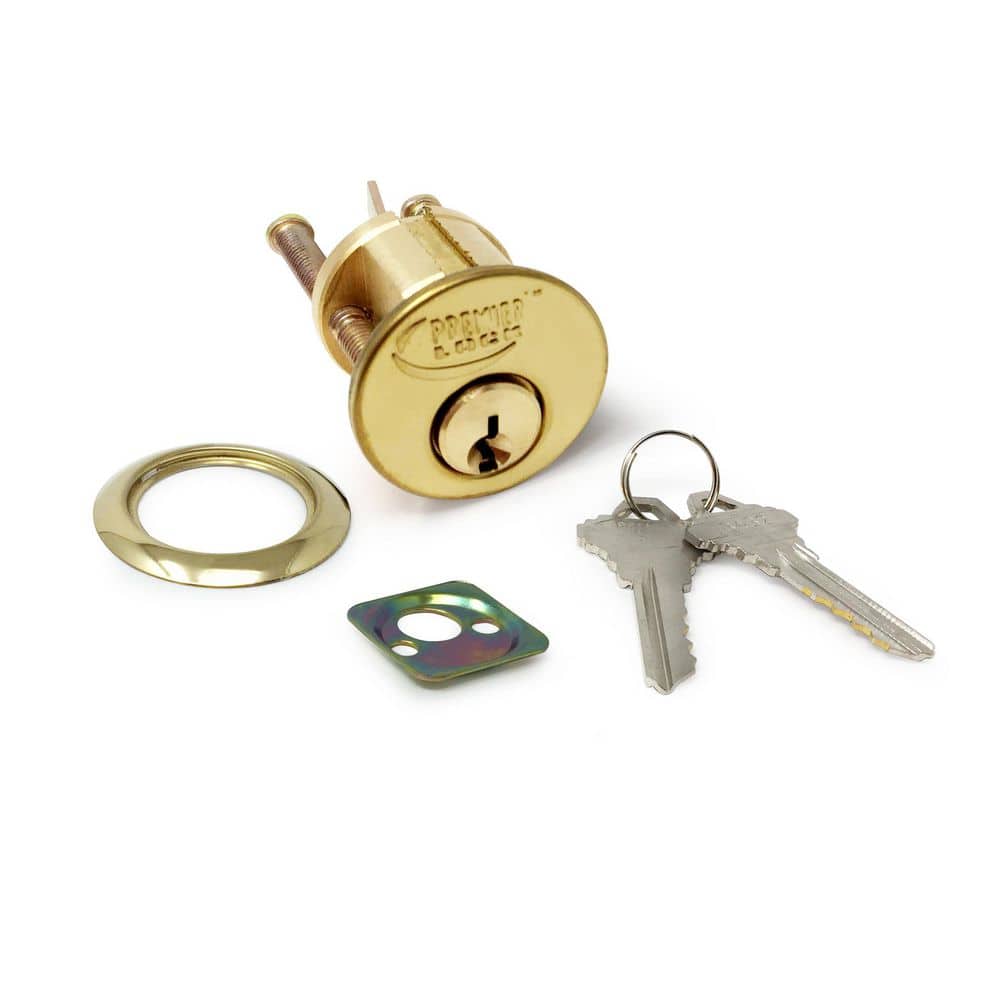 Premier Lock 1-1/8 in. Solid Brass Rim Cylinder with Brass Finish, SC1 ...