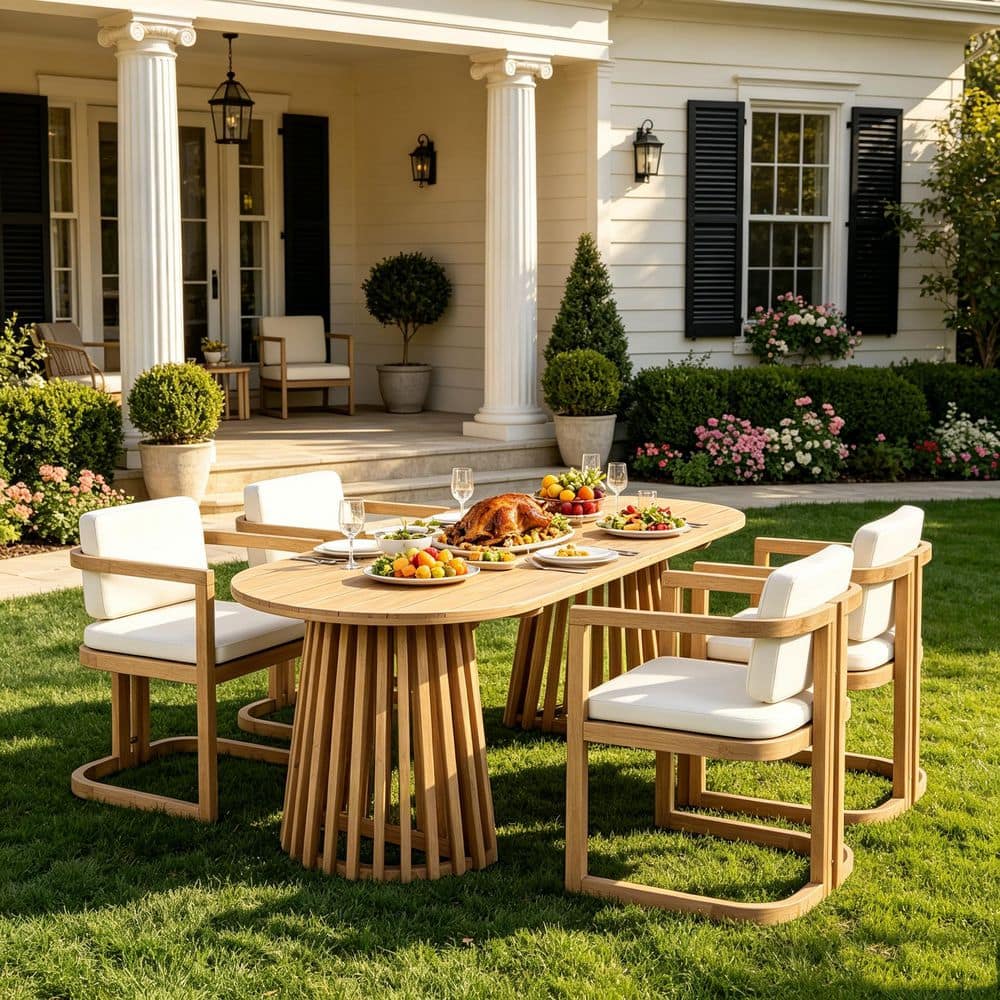 CHRISTOPHER KNIGHT HOME Halifax Light Teak Finish Solid Wood Patio ...