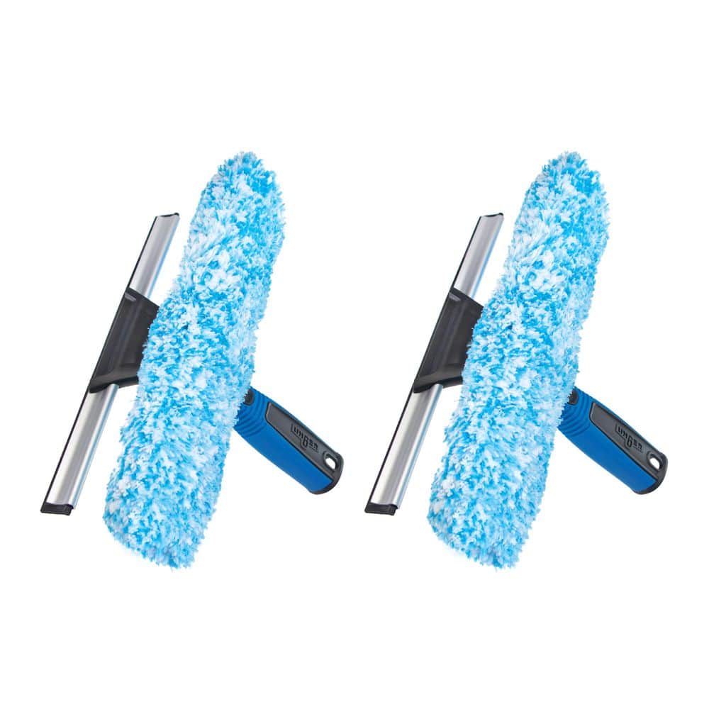 Unger 10 in. 2-in-1 Window Cleaner Squeegee and Scrubber Combi (2-Pack ...