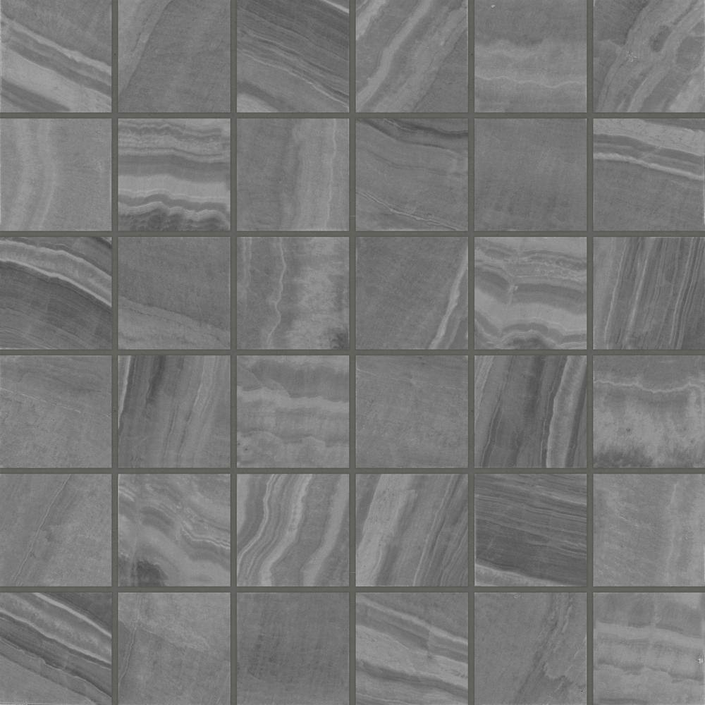 Bedrosians Sample-Gemma Square 4 in. x 5 in. Polished Grey Onyx ...