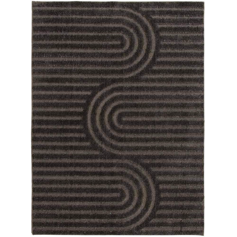 StyleWell Oathil Dark Iron Gray 6 ft. x 8 ft. Geometric Area Rug AT608 ...