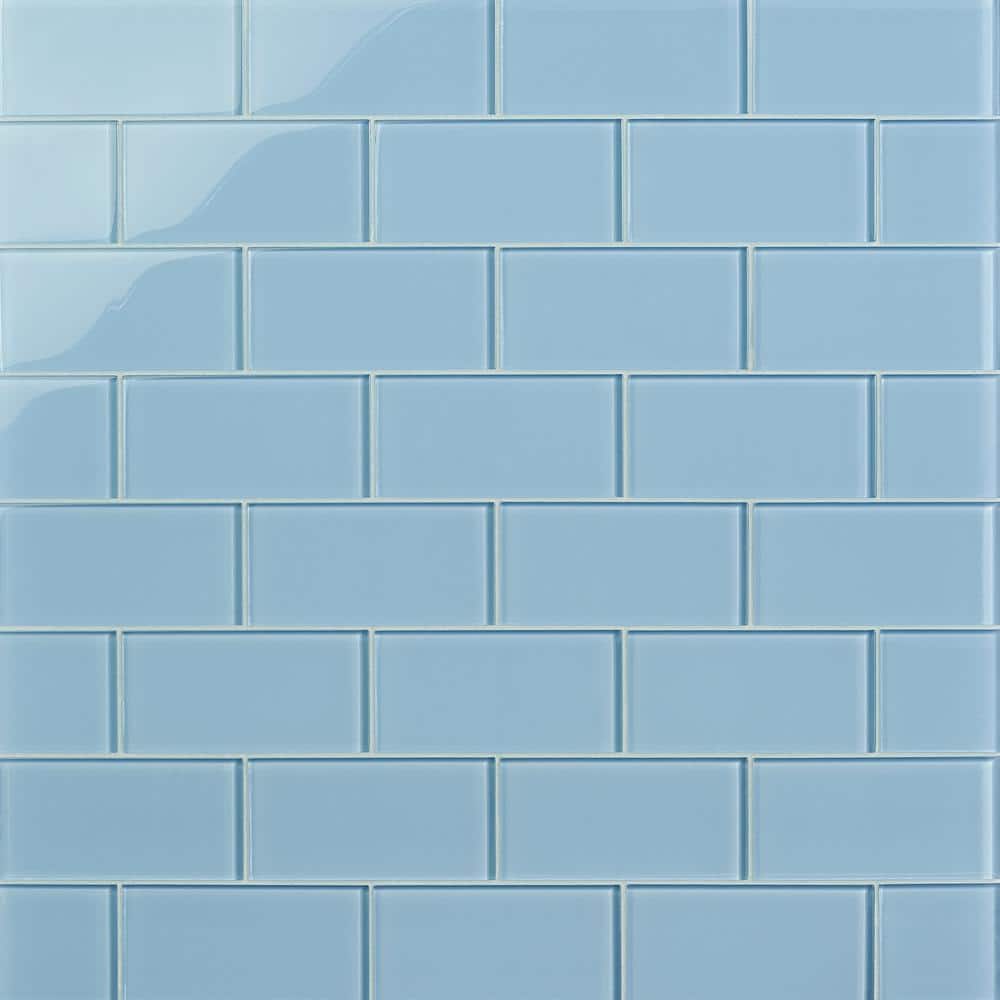 Ivy Hill Tile Contempo Blue Gray 6 in. x 3 in. x 8mm Polished Glass ...