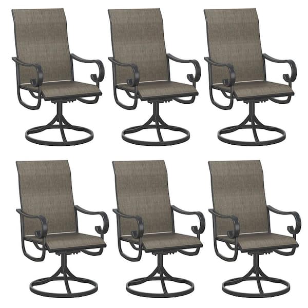 Reviews for Erovio Brown Outdoor Swivel Dining Chairs Set with ...