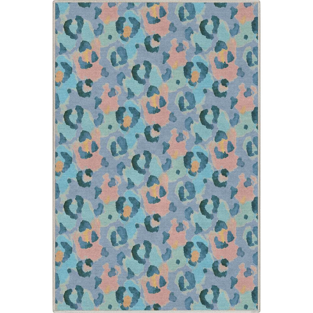 Well Woven Blue Coral 3 ft. 3 in. x 5 ft. Animal Prints Leopard ...