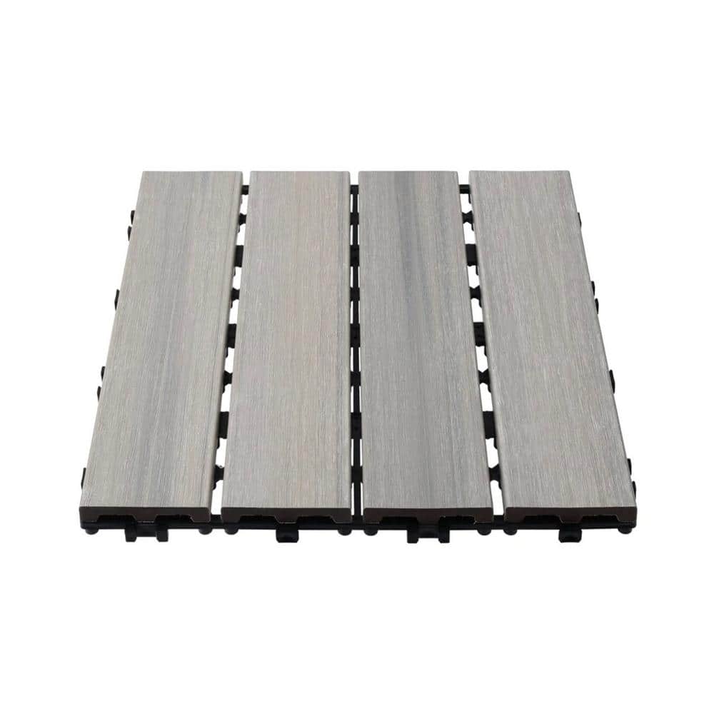 FIROMO 11.8 in. x 11.8 in. Wood-Plastic Composite Patio Deck Tiles ...