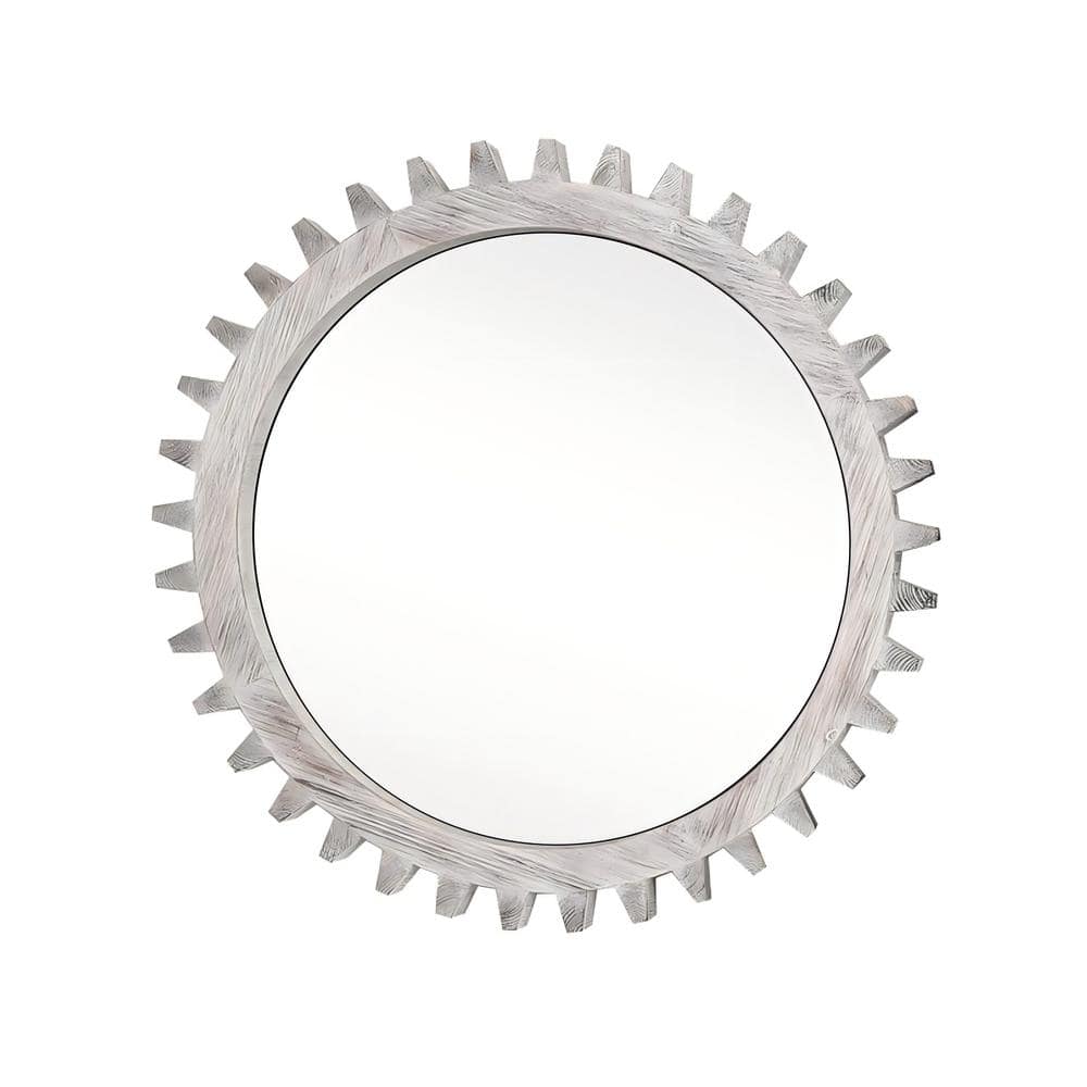 Vsmile Vintage 17 in. W x 17 in. H Wood Framed Hanging Gear Shape White ...
