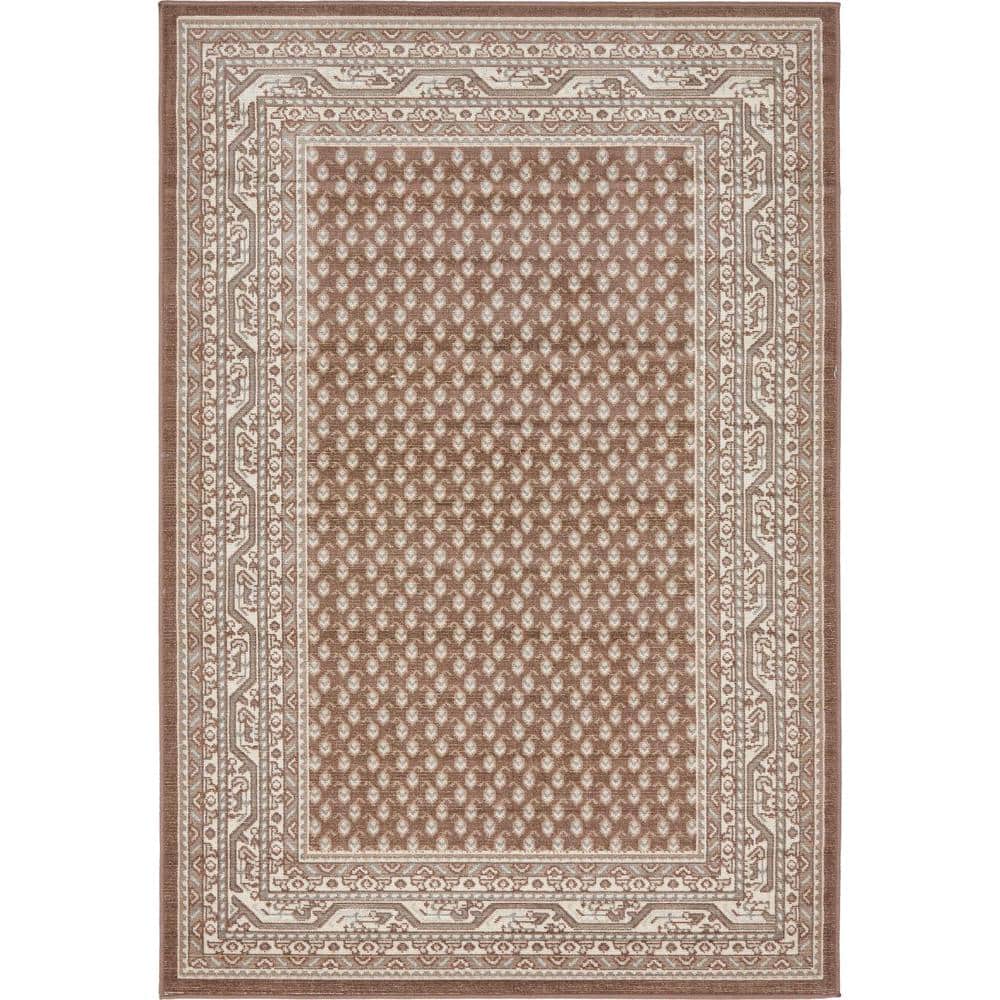 Unique Loom Williamsburg Allover Brown 4' 0 x 6' 0 Area Rug 3129595 ...
