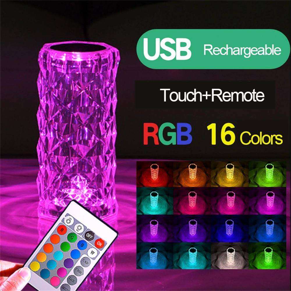 Etokfoks 16 Colors Romantic Diamond Atmosphere Crystal Night Light With ...