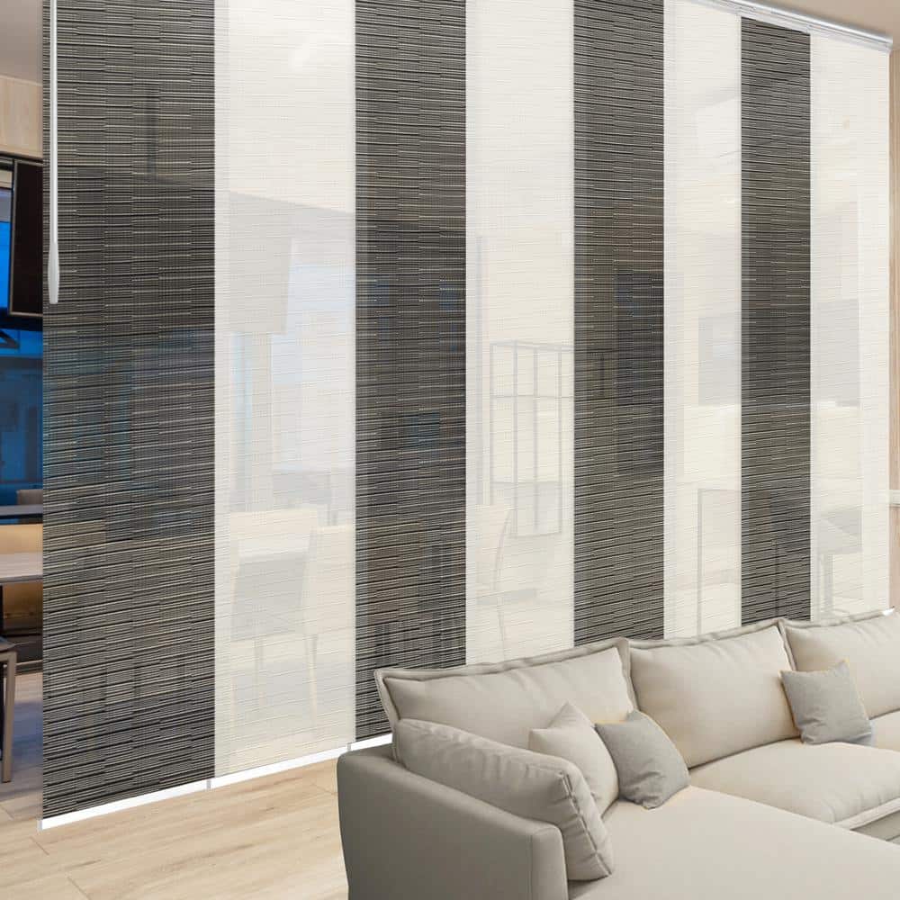 EMOH Brindle 130 in. - 175 in. W x 94 in. L Adjustable 8- Panel White ...