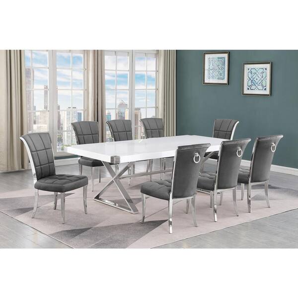 Stainless steel dining table with fixed chair store