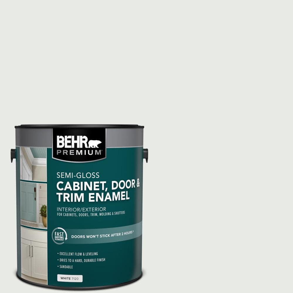 BEHR PREMIUM 1 gal. #BL-W08 Frothy Surf Semi-Gloss Enamel Interior ...