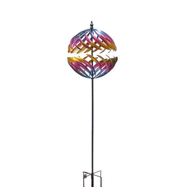 RCS Gifts Spinner Stake Sphere Blue Pink Yellow 34711 - The Home Depot