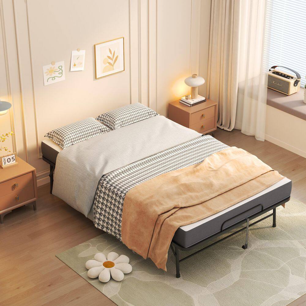 Black Twin Metal Rollaway Bed Folding Bed w/5" Memory Foam Folding Bed ...