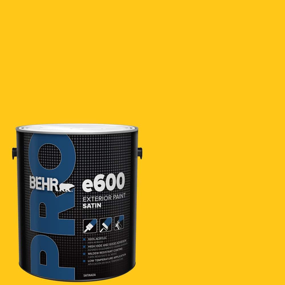 BEHR PRO 1 gal. #P300-7 Unmellow Yellow Satin Enamel Exterior Paint ...