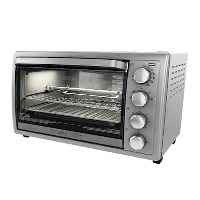 BLACK+DECKER 1500 W 6-Slice Black and Silver Convection Toaster Oven ...