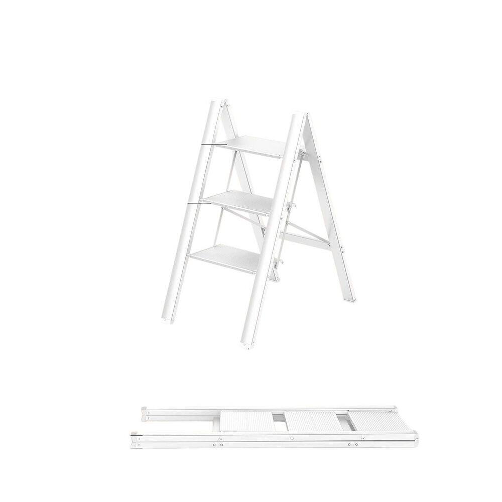 KIWDZFU Reach 32 ft. H, 3 Step Ladder Aluminum Foldable Step Stool Anti ...