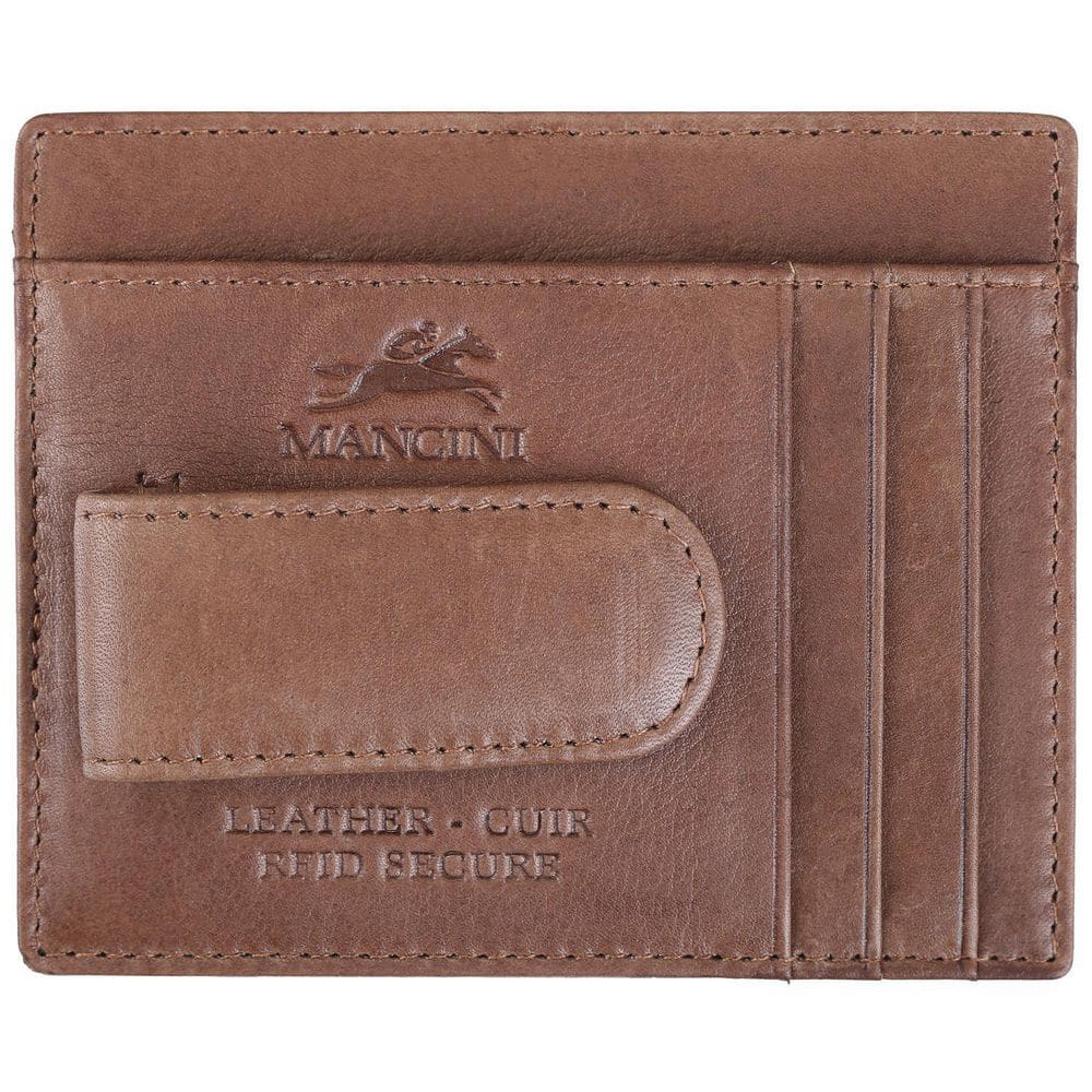 MANCINI Bellagio Collection Brown Leather Deluxe RFID Money Clip ...