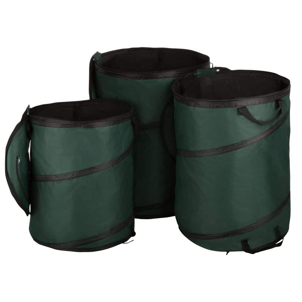 Wakeman Outdoors Pop Up 600D Oxford Fabric Trash Cans with Lid, (Set of ...