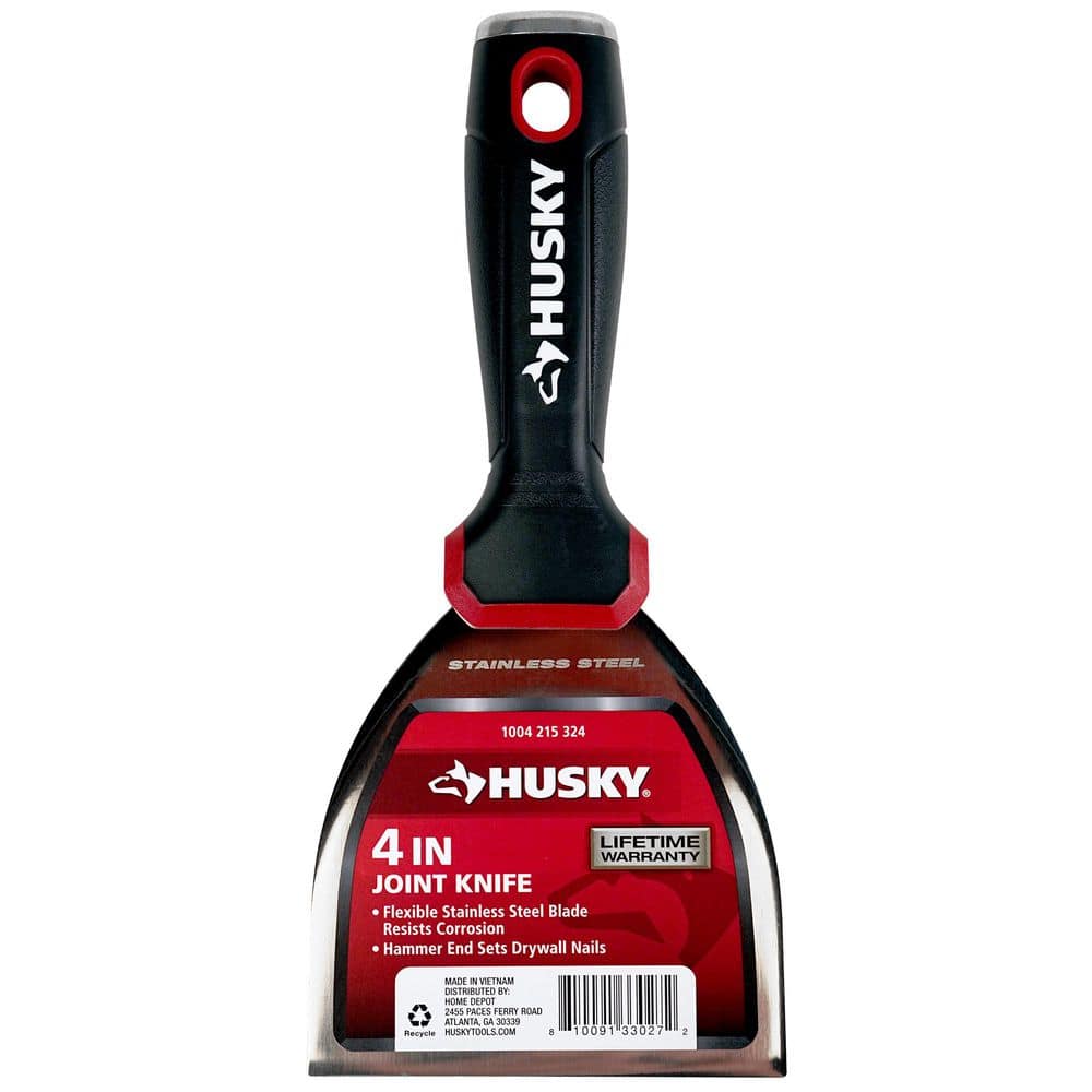 Husky 4 in. Stainless Steel Hammer-End Joint Knife with Soft Grip ...
