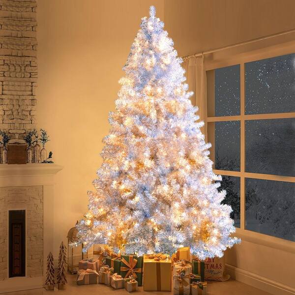 Lycvki 7.4 ft. Silver Artificial Cedar Tree with 1200 Branch Tips and ...