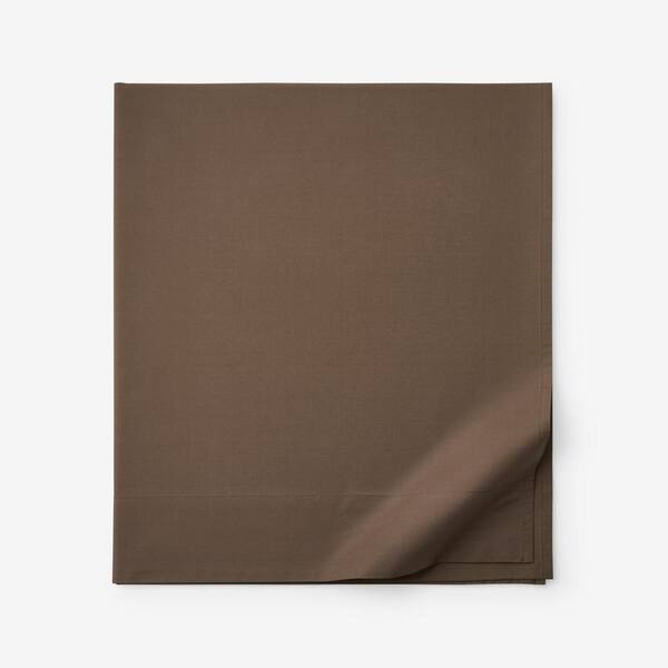 The Company Store Company Cotton Coffee Cotton Percale Full Flat Sheet ...