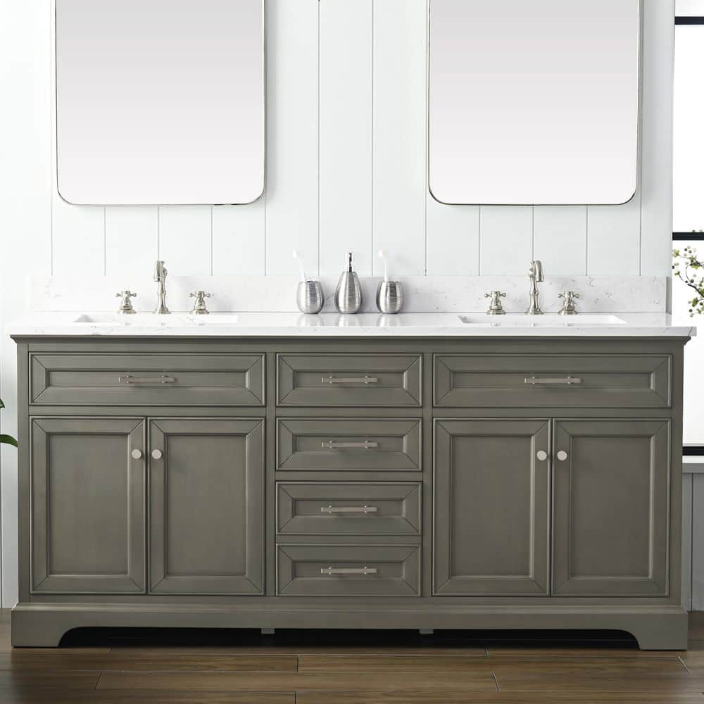 SUDIO Thompson 72 in. W x 22 in. D Bath Vanity in Silver Gray with ...