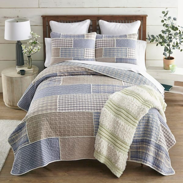 DONNA SHARP Slate Cobblestone 2-Piece Blue and White Cotton Twin Quilt ...