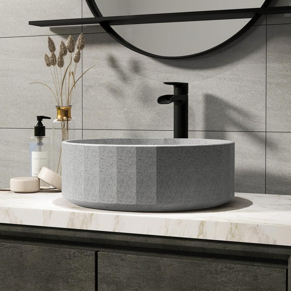 CASAINC Concrete Stripes Design Round Bathroom Vessel Sink Art Basin in ...