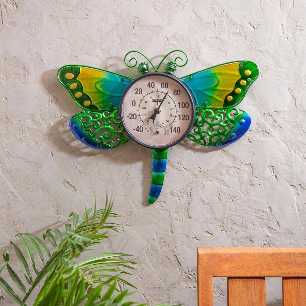 Evergreen Enterprises 16 in. Dragonfly Outdoor Wall Thermometer ...