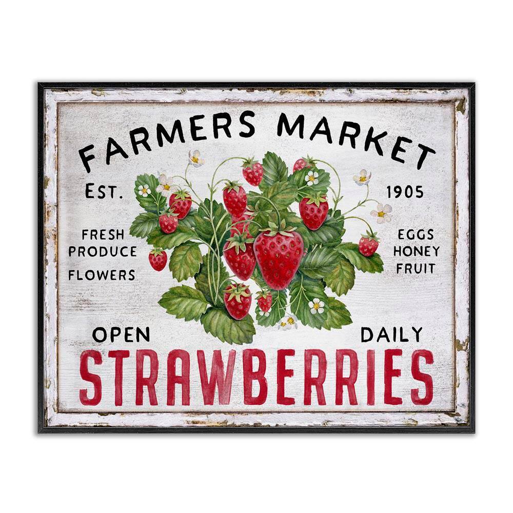 Stupell Industries Farmers Market Strawberries by Creatif Belle Black Framed Food Giclee Art ...