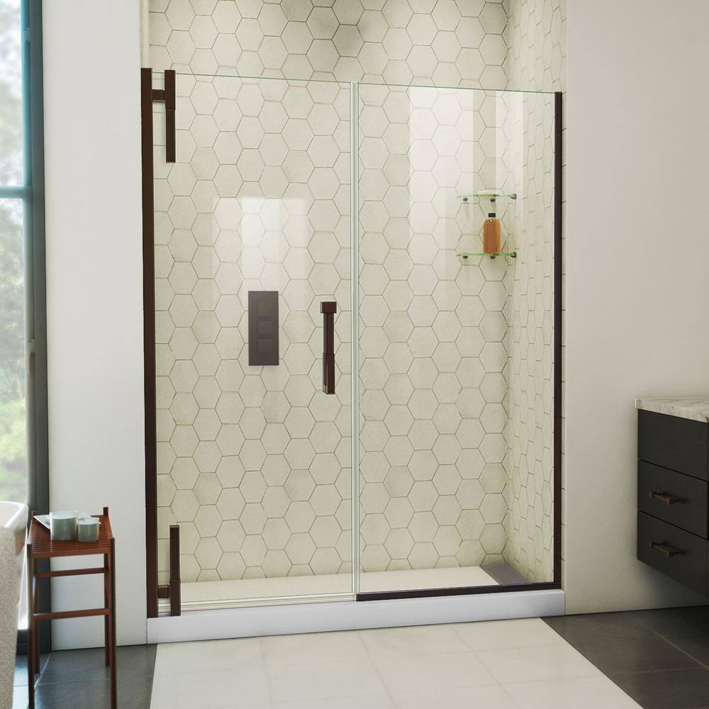 DreamLine Ascend 57 in. W x 72 in. H Pivot Frameless Shower Door in Oil ...